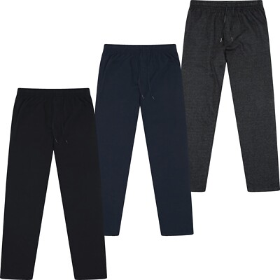 Mens Joggers Open Hem Tracksuit Jogging Bottoms Fleece Sweatpants Gym ...