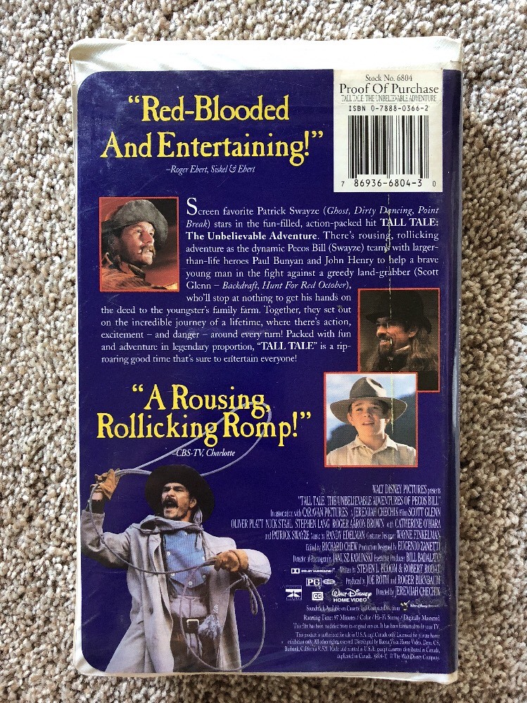 Tall Tale VHS Disney Movie Clamshell - PATRICK SWAYZE Scott Glenn ...