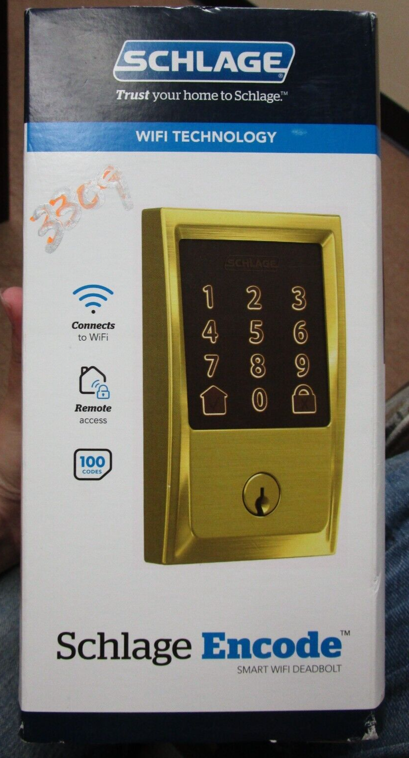 SCHLAGE Encode Smart WIFI Deadbolt with Century Trim Satin Brass ...