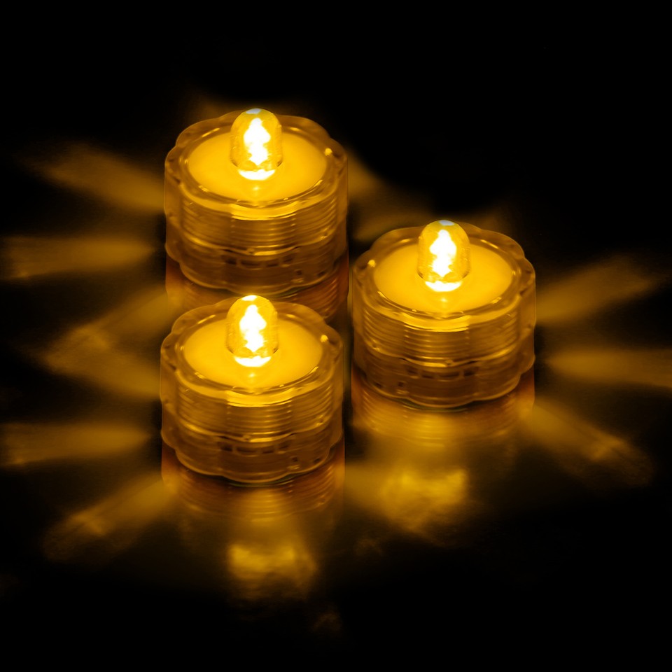 12/24/36 LED Vase Tea Light Candles Submersible Waterproof Wedding ...