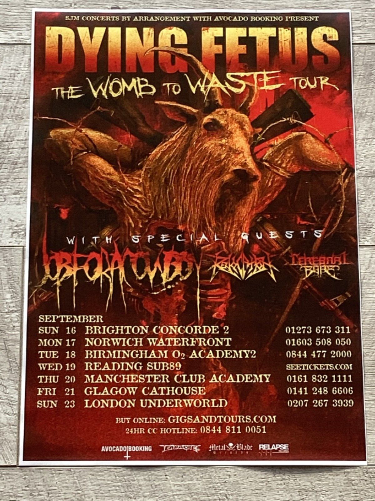 DYING FETUS Concert poster - UK tour 2012 - Glasgow,London etc. Gig ...