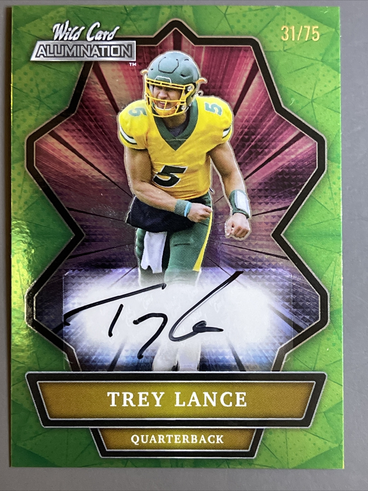 SP GEM #31/75 TREY LANCE 2021 WILDCARD ILLUMINATION EMERALD ROOKIE RC ...