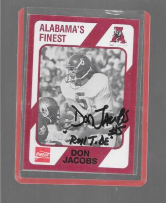 1989 Alabama's Finest - DON JACOBS - Hand Signed Autograph - ROLL TIDE ...