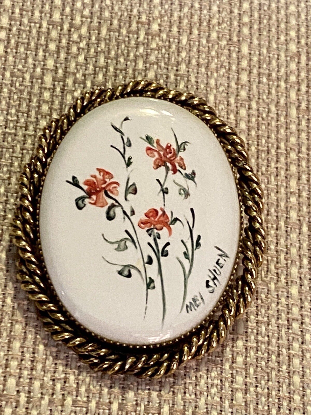Hand Painted China Brooch By Mei Shuen | eBay