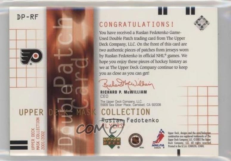 2001-02 Upper Deck Mask Collection Double /50 Ruslan Fedotenko #DP-RF ...