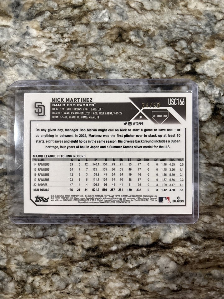 NICK MARTINEZ 2003 Topps Chrome Gold Mini Diamond Refractor #/50 Padres ...