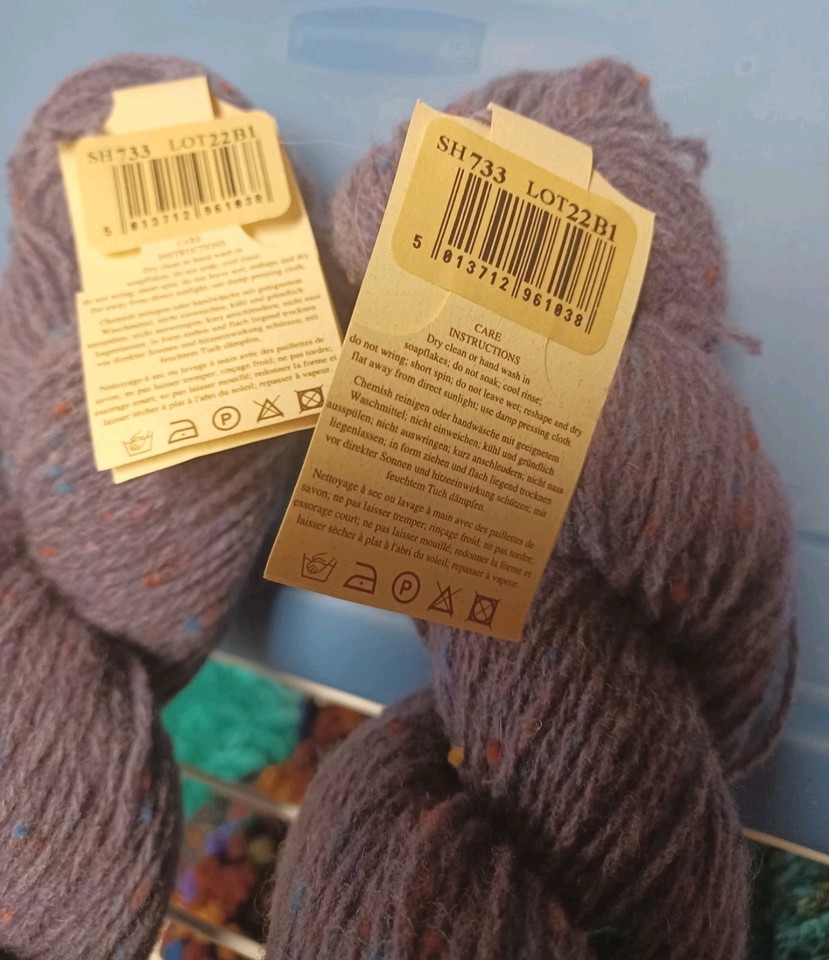 Rowanspun Dk. By Rowan Yarn, England. 2 Hanks Of Muted Purple. 100% New ...