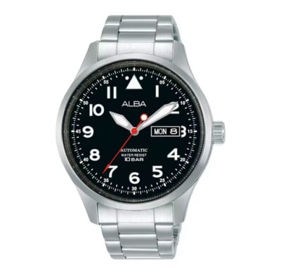 Alba Automatic Day-Date Black Dial Stainless Steel Gent's Watch ...
