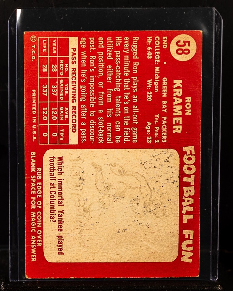 Ron Kramer 1958 Topps RC Rookie Card 58 Packers | eBay