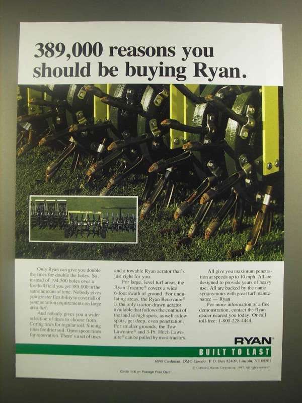 1988 Ryan Tracaire, Renovaire, and Lawnaire Aerators Ad - Reasons | eBay