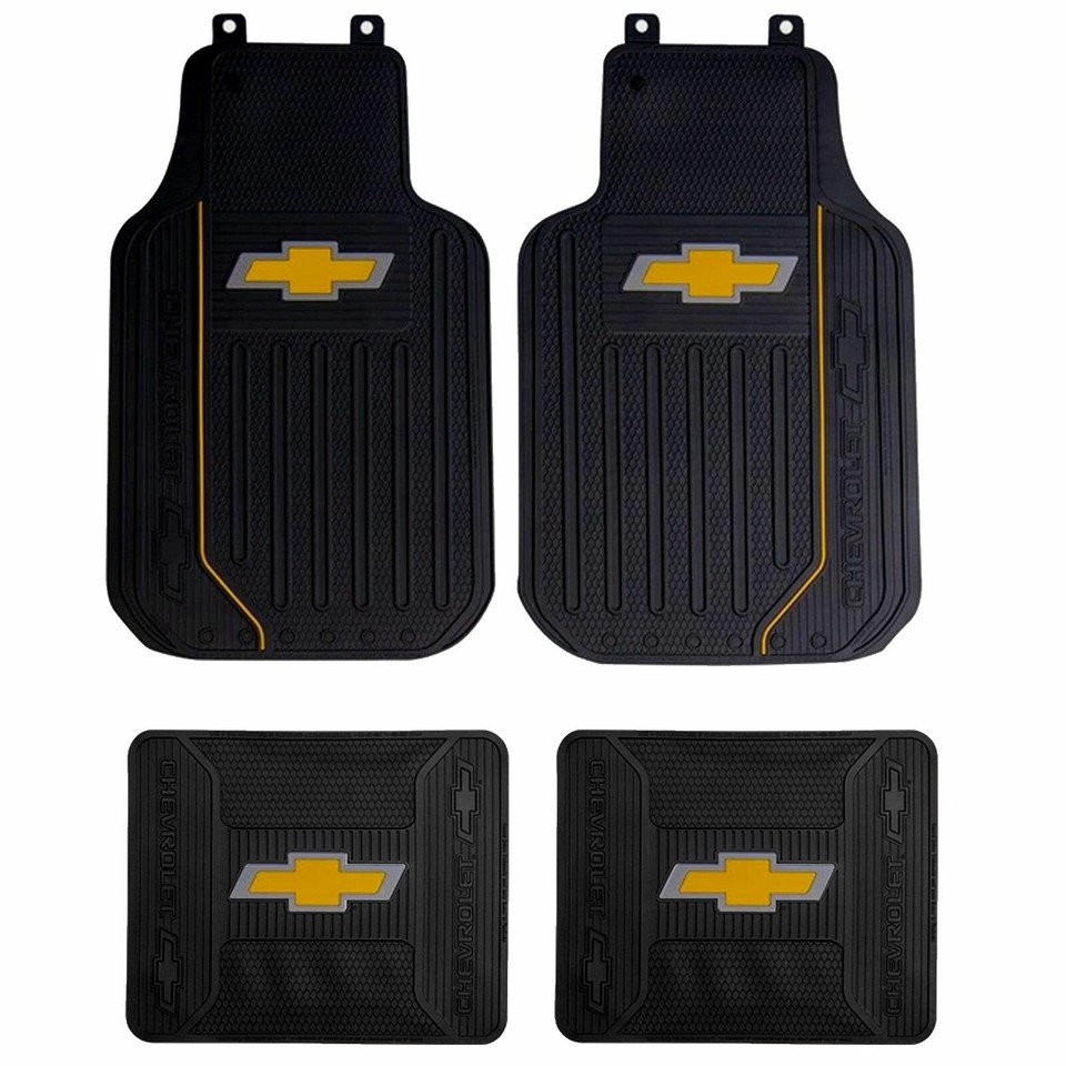 New Chevy Elite Bowtie Logo Front / Back Heavy Duty Rubber Floor Mats ...