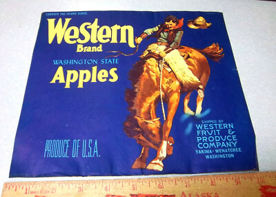 Vintage Original Label, 1940s WESTERN Apples fruit crate Label ...