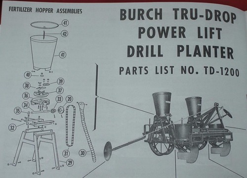 Burch Plow Works Tru-Blue Corn Seed Planter Owner's Manual & Parts List ...
