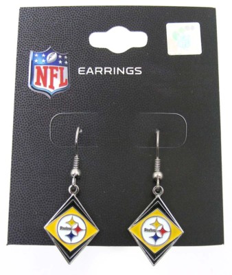 Pittsburgh Steelers NFL Football Dangle Earrings Black and Gold Diamond ...
