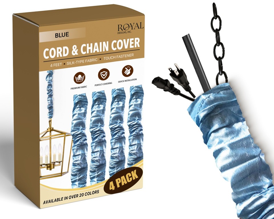 Royal Designs, Inc. Decorative Fabric Cord Cover Chandelier Chain Cover ...