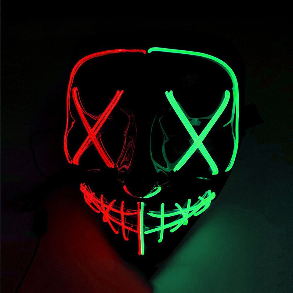 Purge Rave Party Light Up Stitches Scary LED Mask Costume Cosplay ...