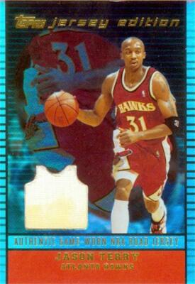 Jason Terry jersey relic basketball card (Atlanta Hawks) 2002 Topps # ...