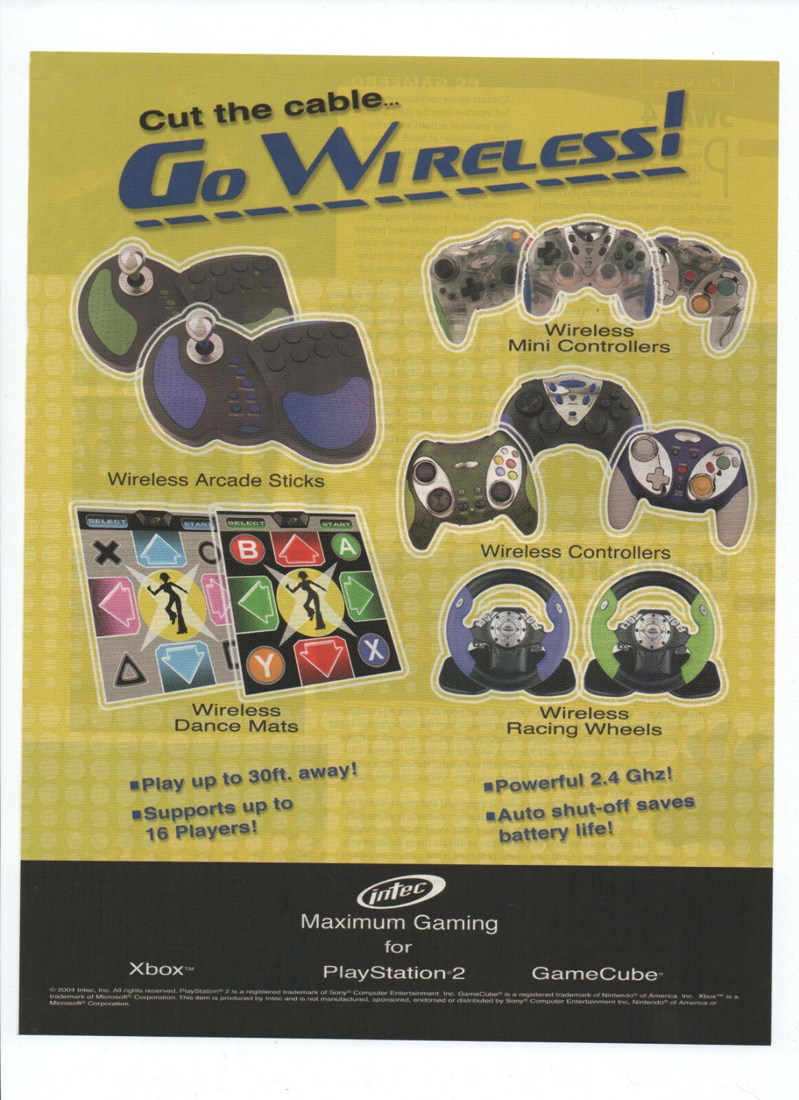 Go Wireless Controller Dance Mat 2004 Intec Print Ad Game Xbox PS2 ...