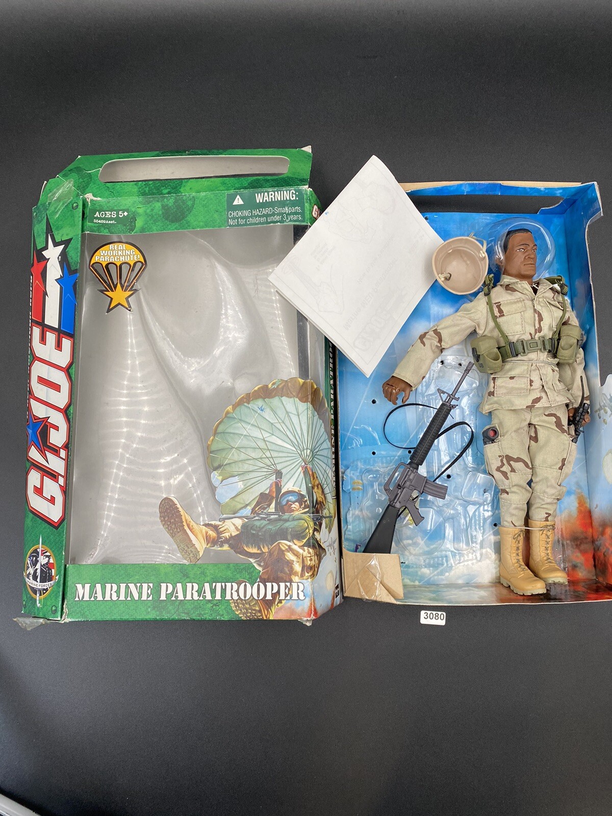 Rare GI Joe ARAH Marine Paratrooper Real Working Parachute 12" Figure ...