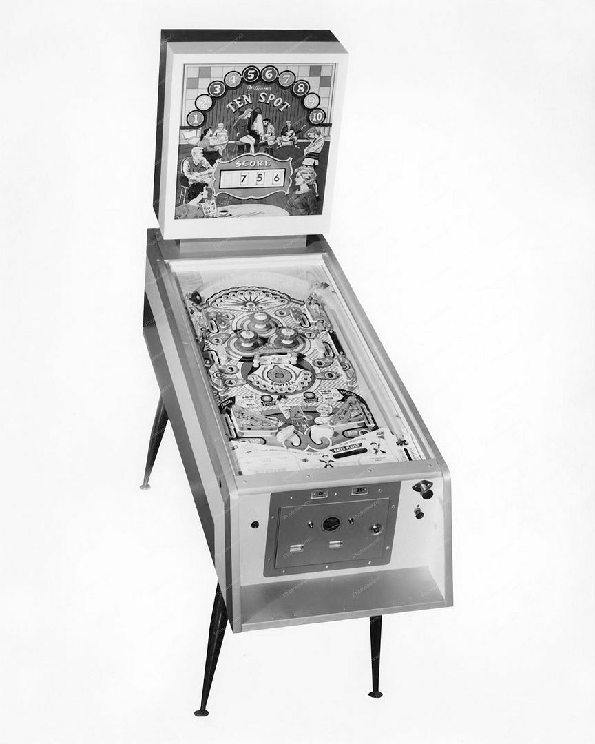 Williams Ten Spot Prototype Pinball Machine 1961 8" - 10" B&W Photo ...