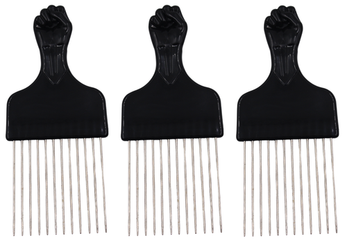 (3) Metal Afro African Black Lives Matter Power BLM Fist Detangle Comb ...