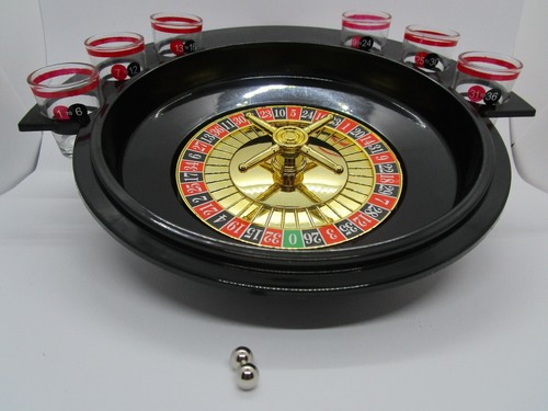 New In Box Roulette Bar Game Casino Wheel 6 Numbered Shot Glasses 2 ...