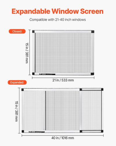 VEVOR Adjustable Window Screen Expandable Windows Screens 2 Packs ...
