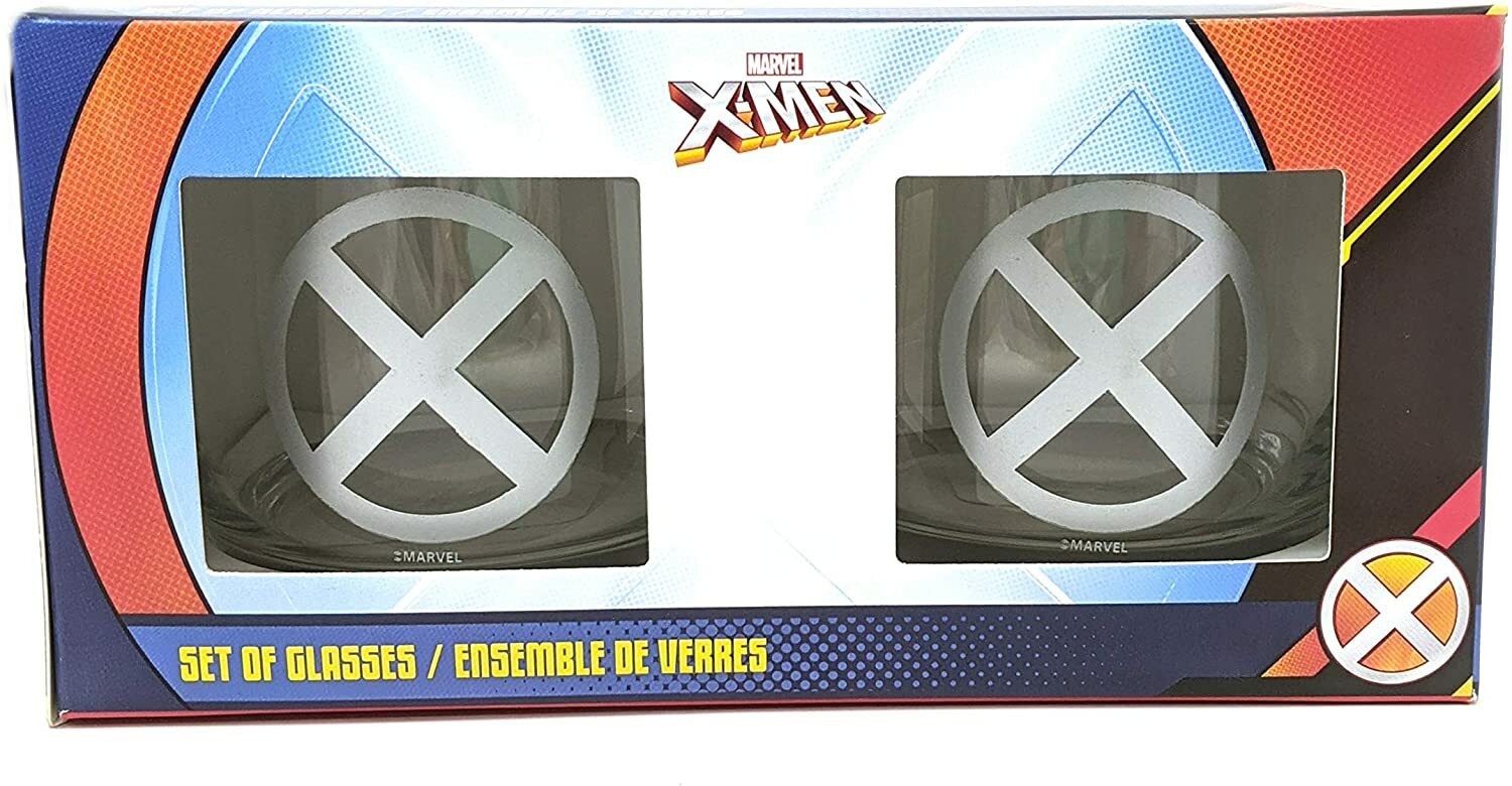 Marvel Glass Set - Set of 2 Collectible Gift Glasses with X-Men Logo ...