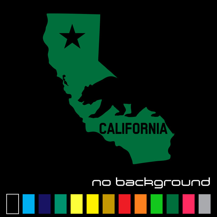 California State Sticker Vinyl Decal - Map CA Republic Flag LA Wall Car ...