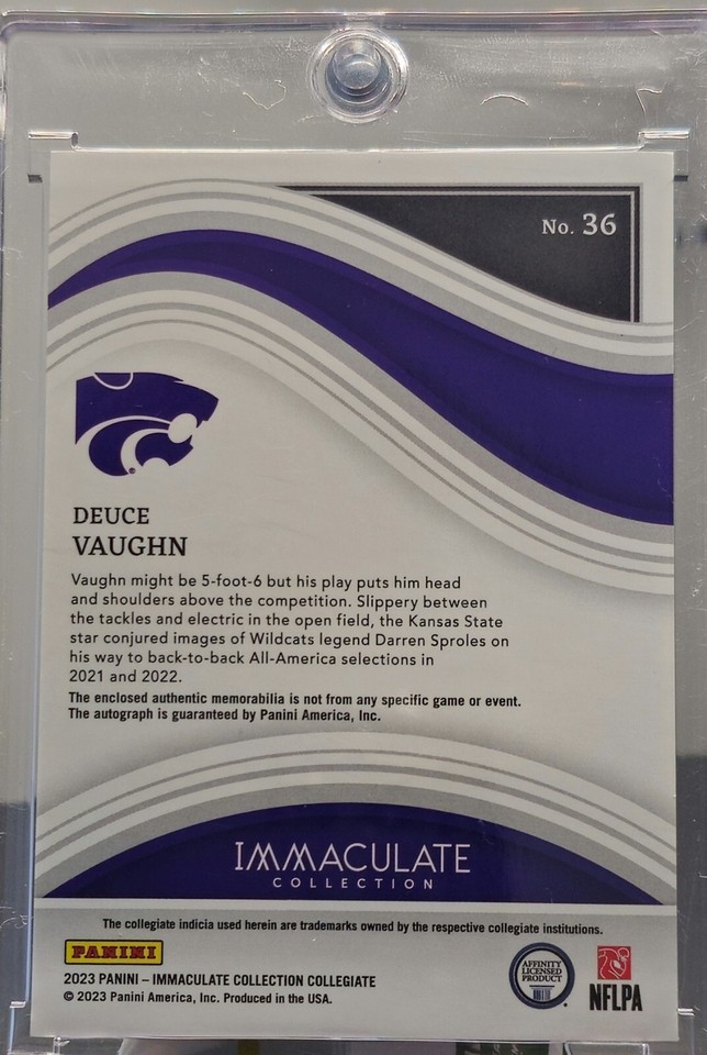 Deuce Vaughn Immaculate Auto/#/RC | eBay