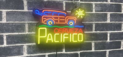10" Vivid LED Cerveza Pacifico Woody Beer Neon Lamp Sign Light Bar Wall ...