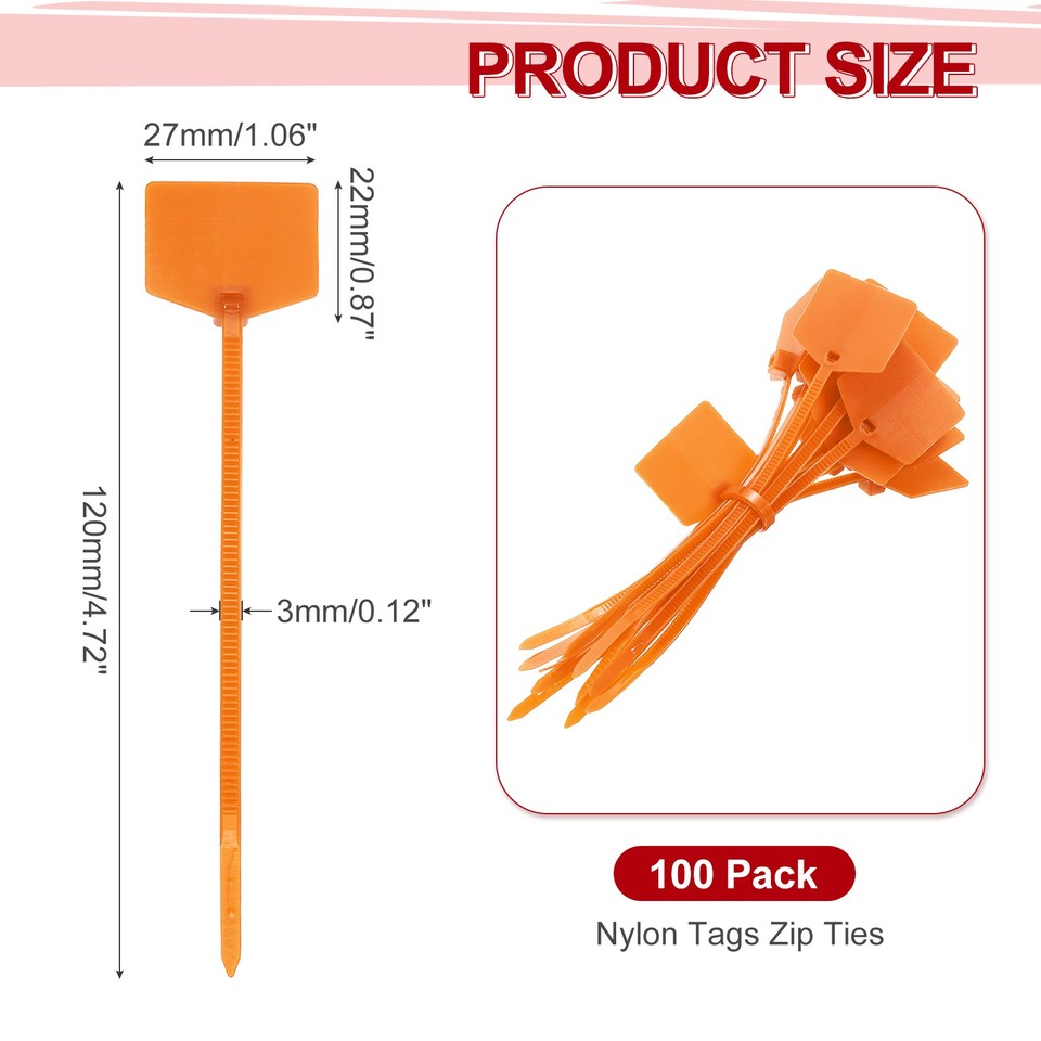 100Pcs Waterproof Shipping Tags 4.72"x0.12" Nylon Writable Hanging Tags ...
