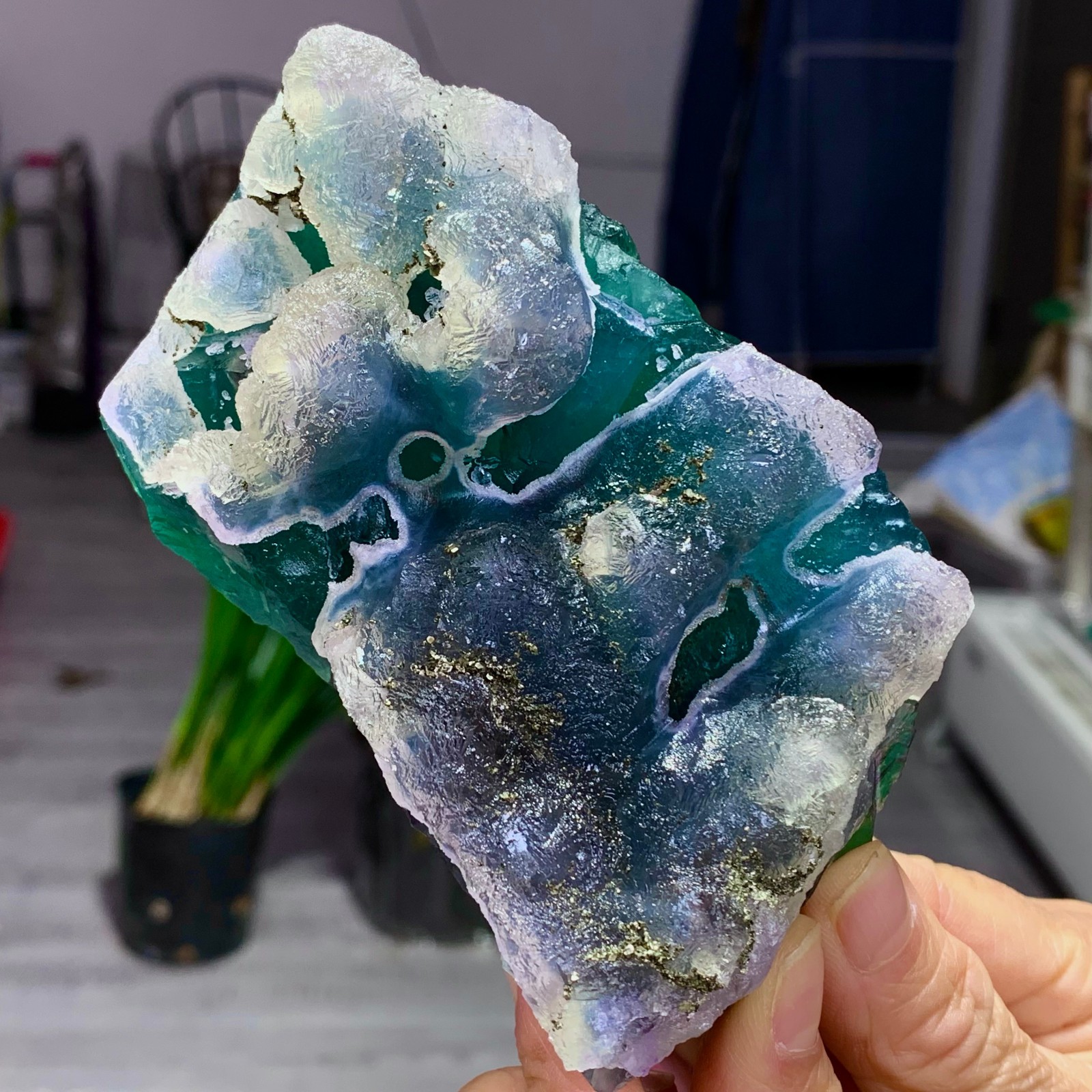 1.31LB Natural transparent purple cubic fluorite mineral sample Inner ...