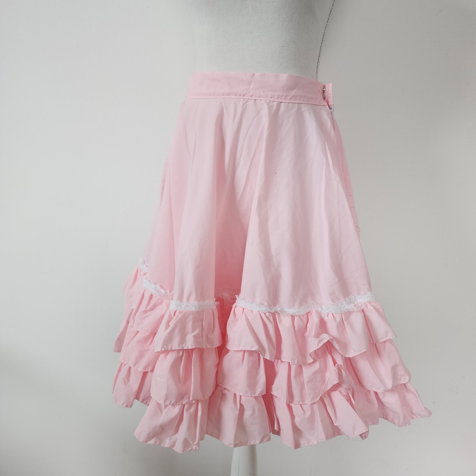 80s Pink Ruffle Handmade Skirt Prairie Cottage Core B… - Gem