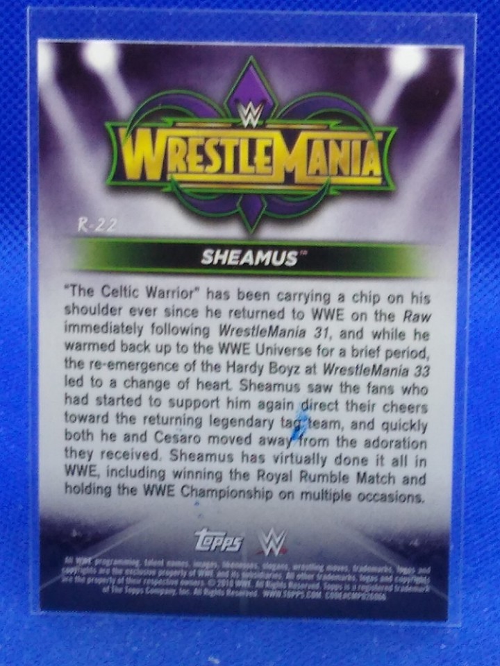 AUTOGRAPH Sheamus 2018 Topps WWE WrestleMania #R-22 | eBay