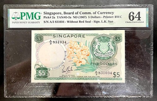 [197248D] Singapore 5 dollars 1967 P2a 64 PMG Banknote Notestamp | eBay