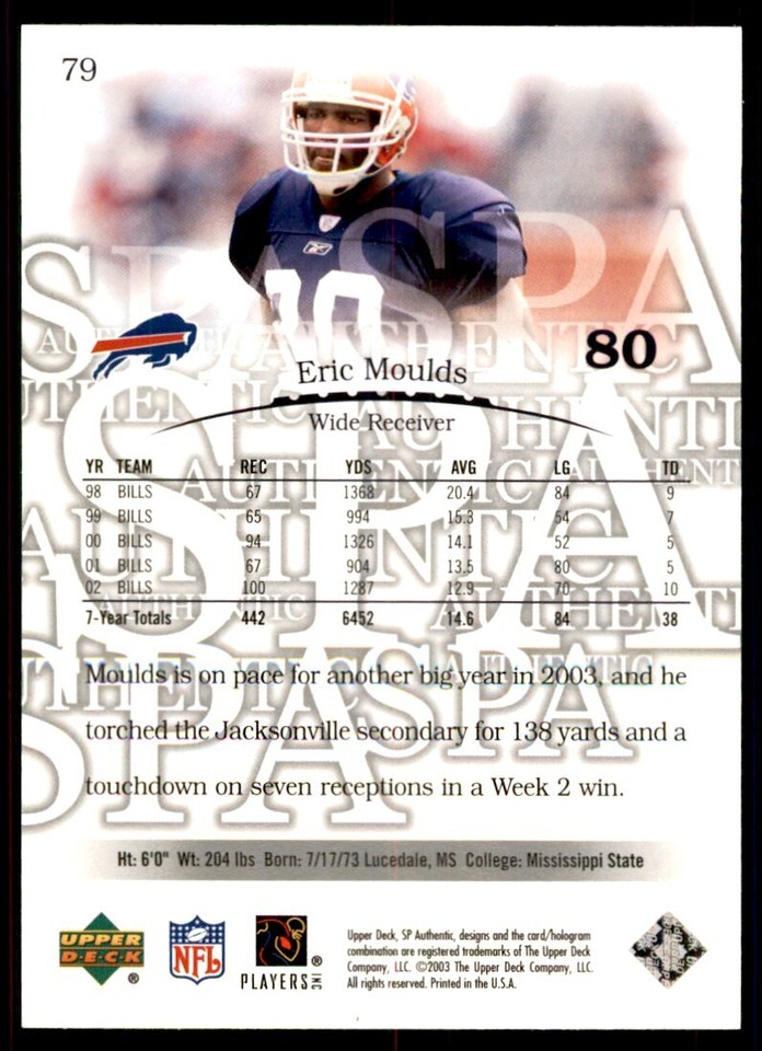 2003 SP Authentic #79 Eric Moulds | eBay