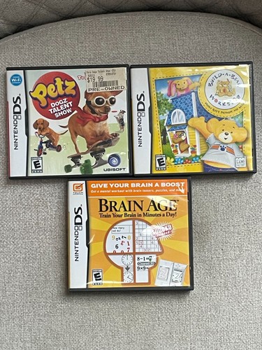 LOT OF 3 NINTENDO DS GAMES BUILD A BEAR WORKSHOP PETZ DOGZ TALENT SHOWE ...