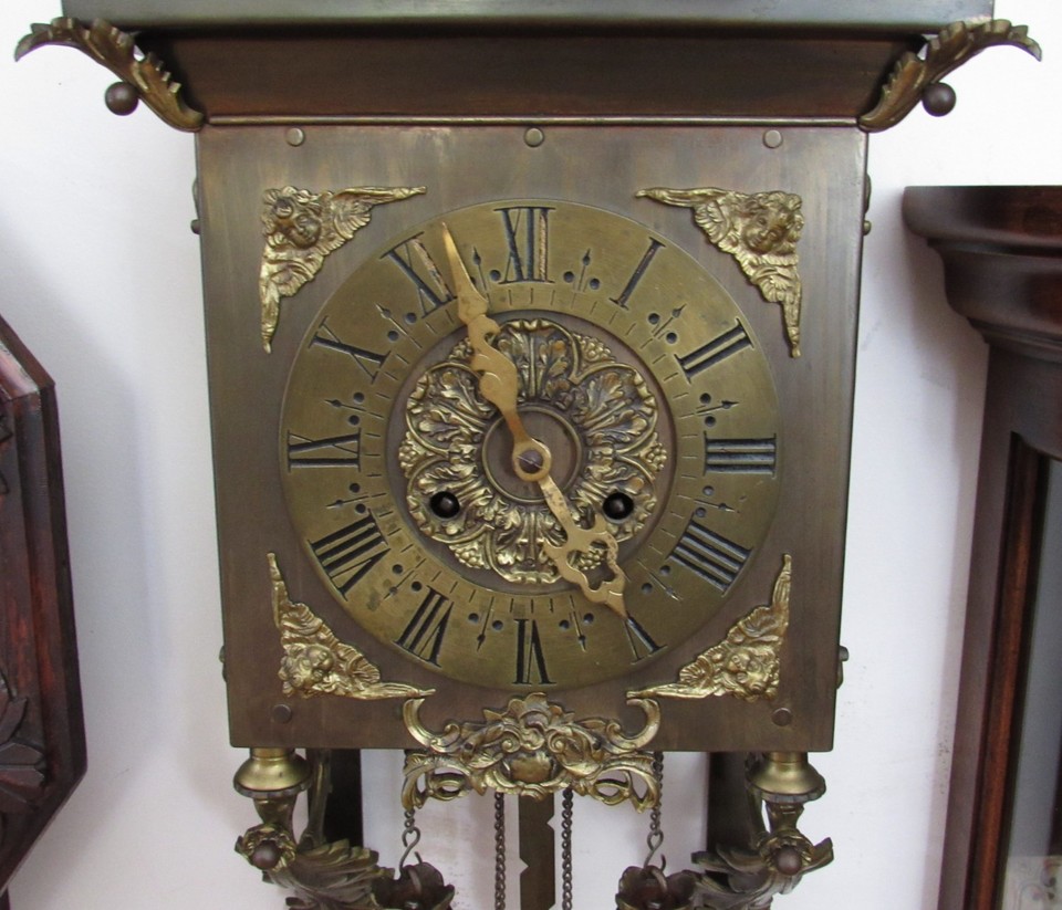 German Dufa Highly Decorated Wall Clock Elk on Top & Elizabethan ...