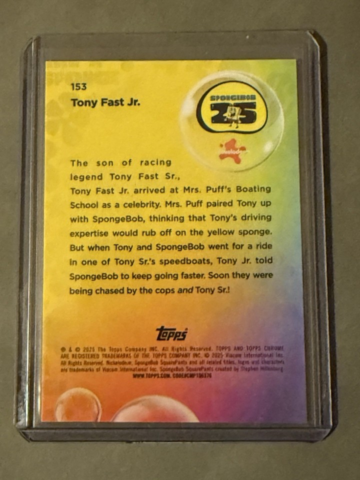 2025 Topps SpongeBob SquarePants Sapphire Tony Fast Jr 1/25 | eBay