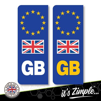 GB CAR NUMBER PLATE STICKERS UK Flag EU European Vinyl Sticker Decal ...