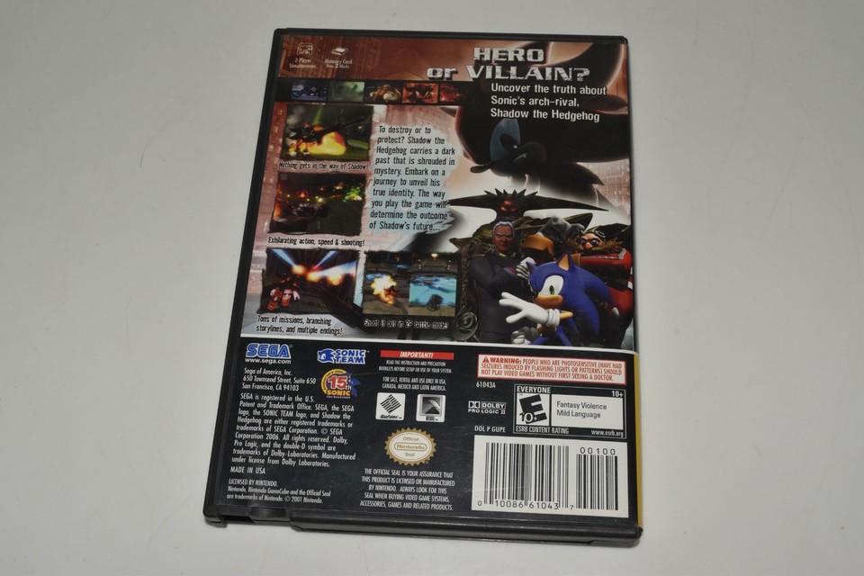 Shadow the Hedgehog (Nintendo GameCube, 2005) Player's Choice Label CIB ...