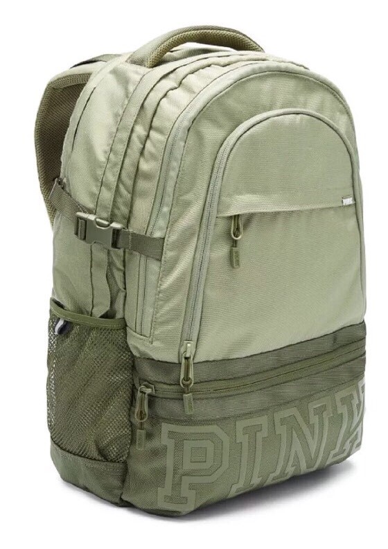 VICTORIA’S SECRET PINK COLLEGIATE BACKPACK GREEN BOOK BAG CARRY ON NEW ...