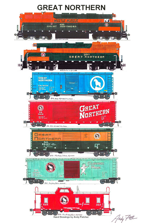Great Northern Freight Train 11"x17" Poster by Andy Fletcher signed | eBay