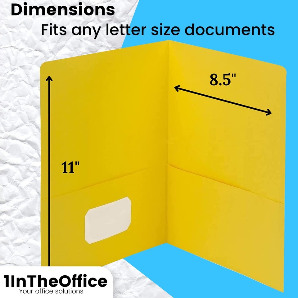 2 Pocket Folders, Pocket File Folders Letter Size, Yellow Pocket ...