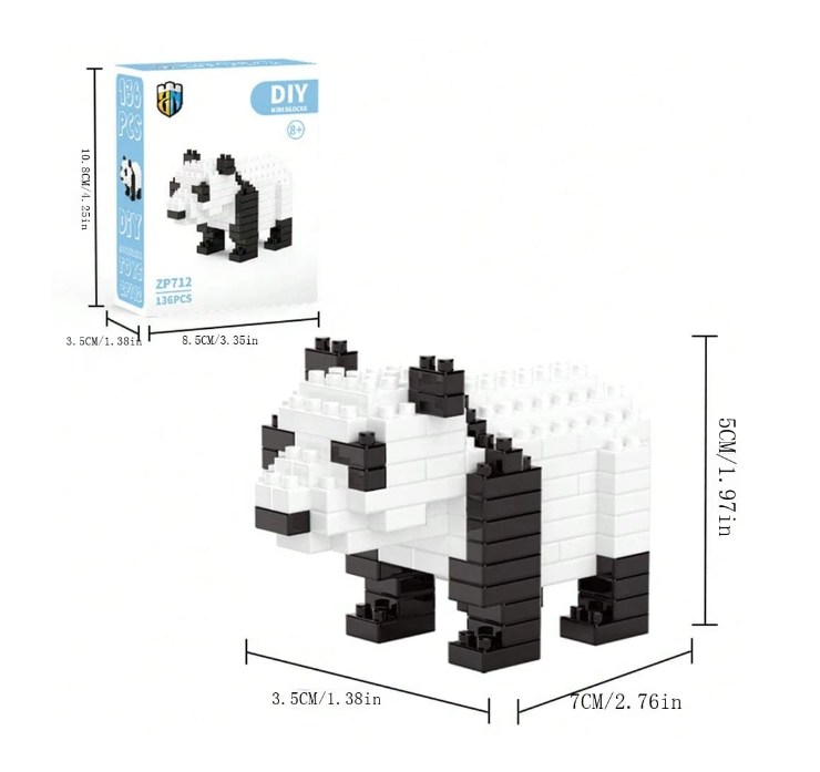 Nanoblock Panda Building Blocks Set- 136 pc. Buildable Miniature Panda ...