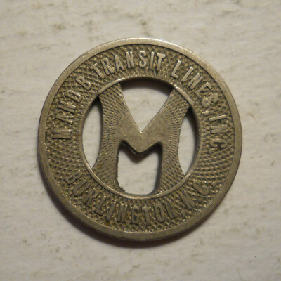 M and B Transit Lines (Burlington, North Carolina) transit token ...