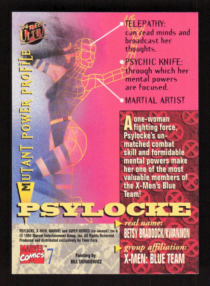 #7 Psylocke 1994 Fleer Ultra X-Men Marvel Trading Card | eBay