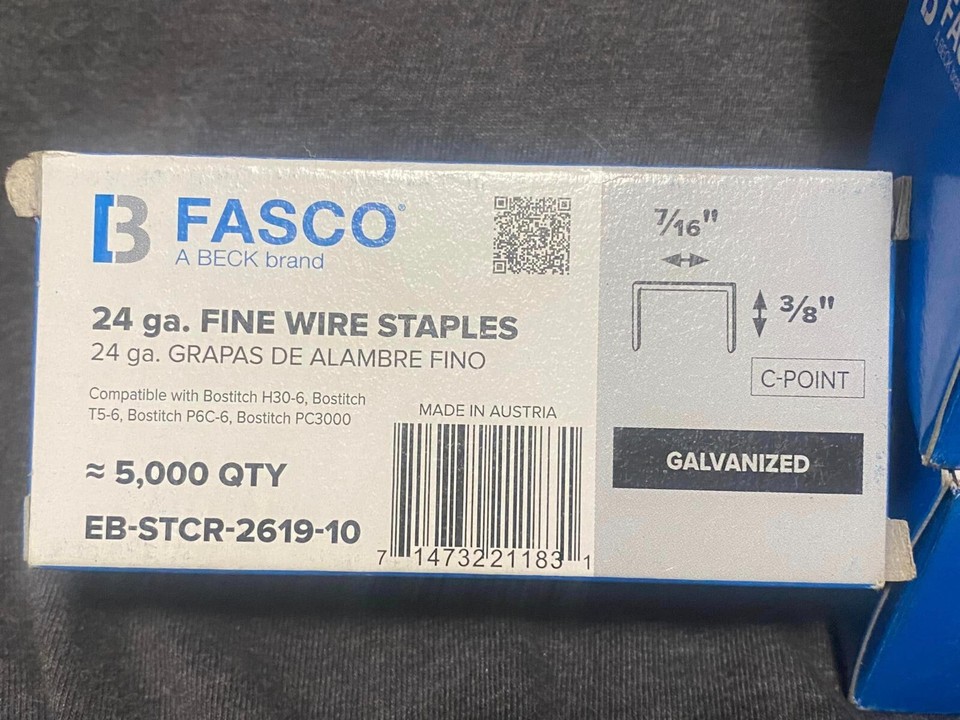 (4) Fasco EB-STCR-2619-10 7/16" Staples BOSTITCH H30-6 T5-6 P6C-6 5000 ...