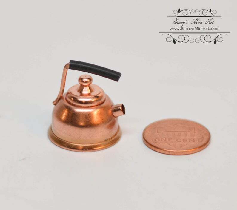 1:12 Dollhouse Miniature Copper Teapot/ Miniature Cookware Mini Teapot ...